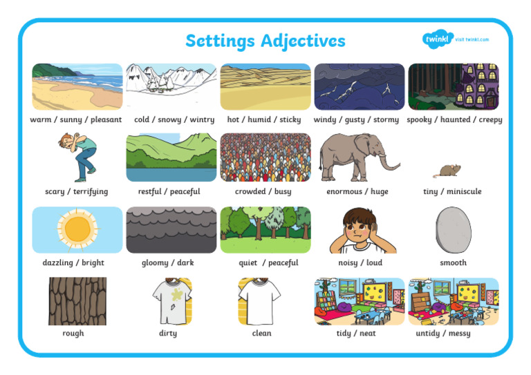 T L 9844 Settings Adjective Word Mat | PDF