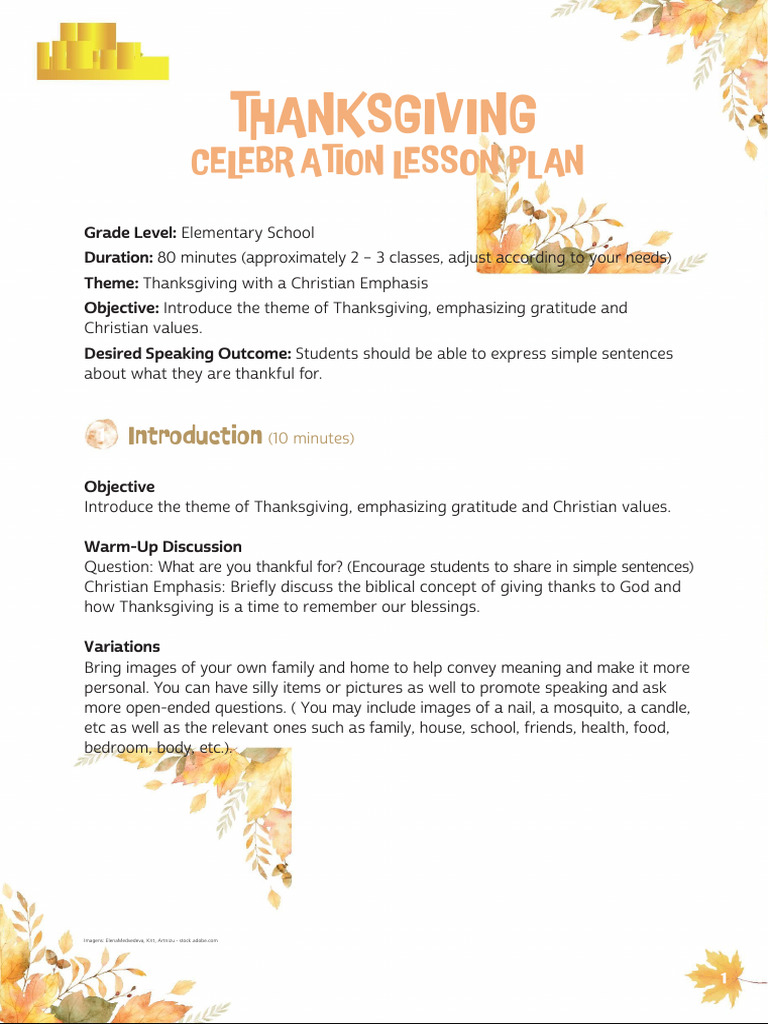 ThanksgivingActivities LessonPlan | PDF | Gratitude | Jesus