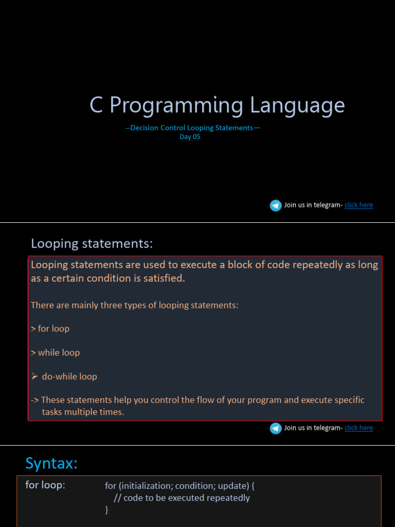 C Language Looping Statements | PDF