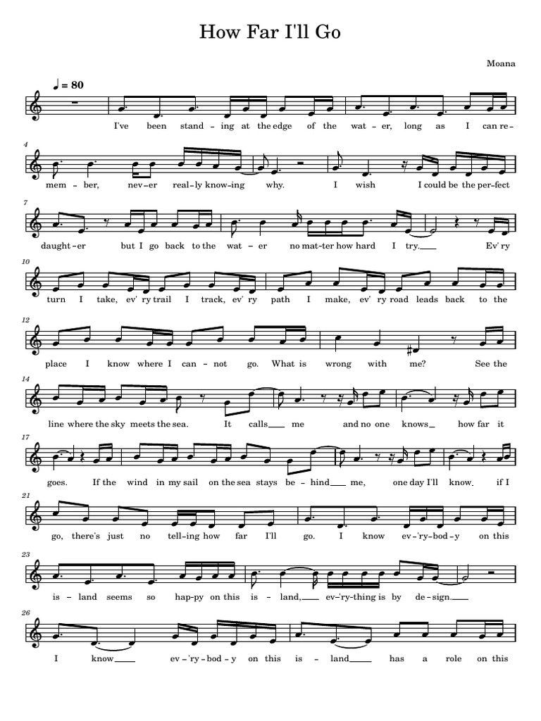 How Far Ill Go - Moana | PDF