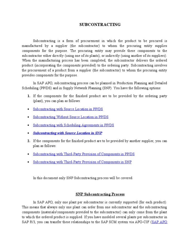 SNP Subcontracting Process Overview | PDF | Supply Chain Management | Systems Engineering