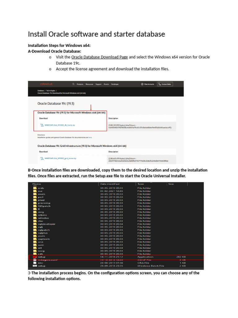 Install Oracle Software and Starter Database | PDF | Installation (Computer Programs) | Databases