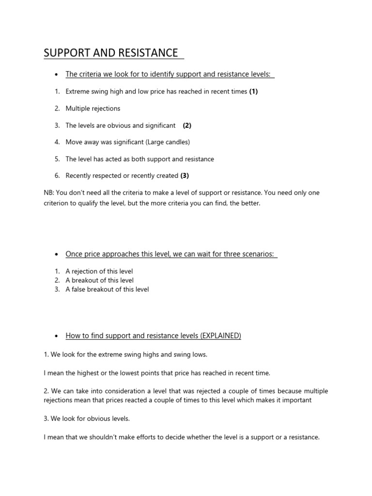 Identifying Support and Resistance Levels | PDF