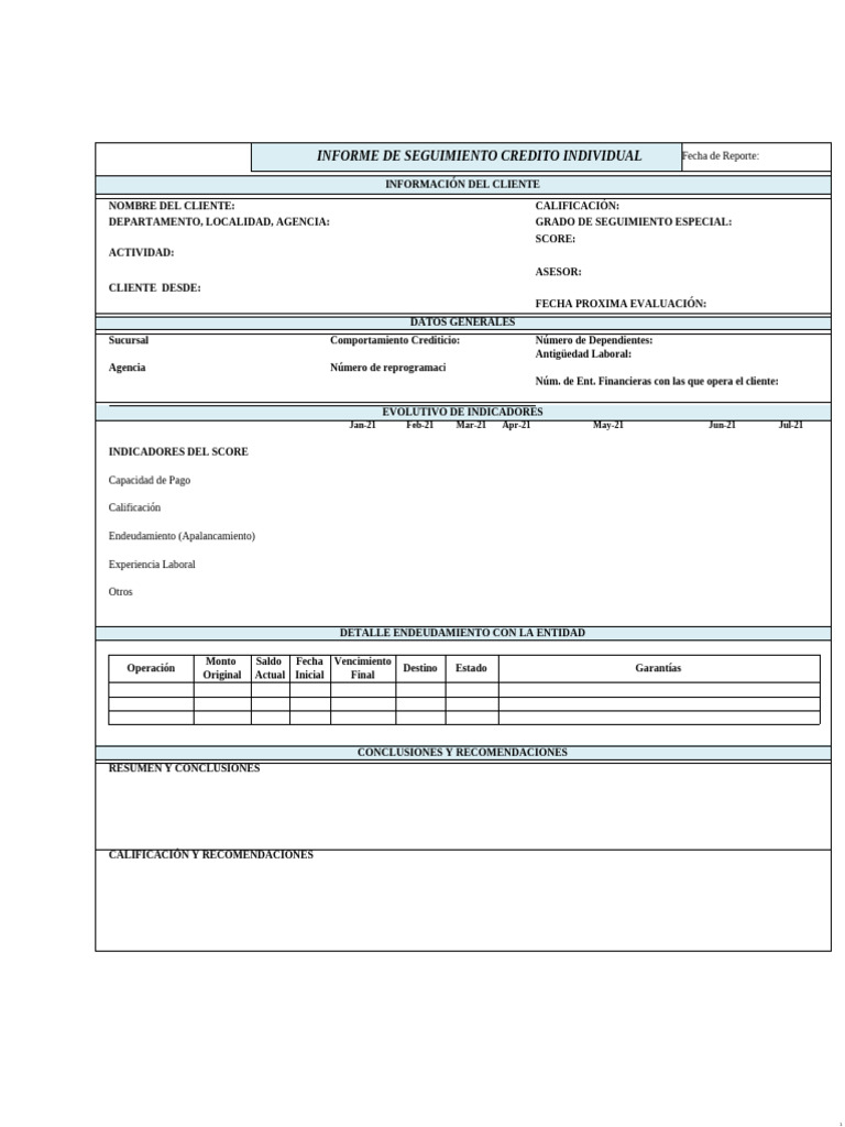 Modelo Score Crediticio Reporte de Seguimiento | PDF