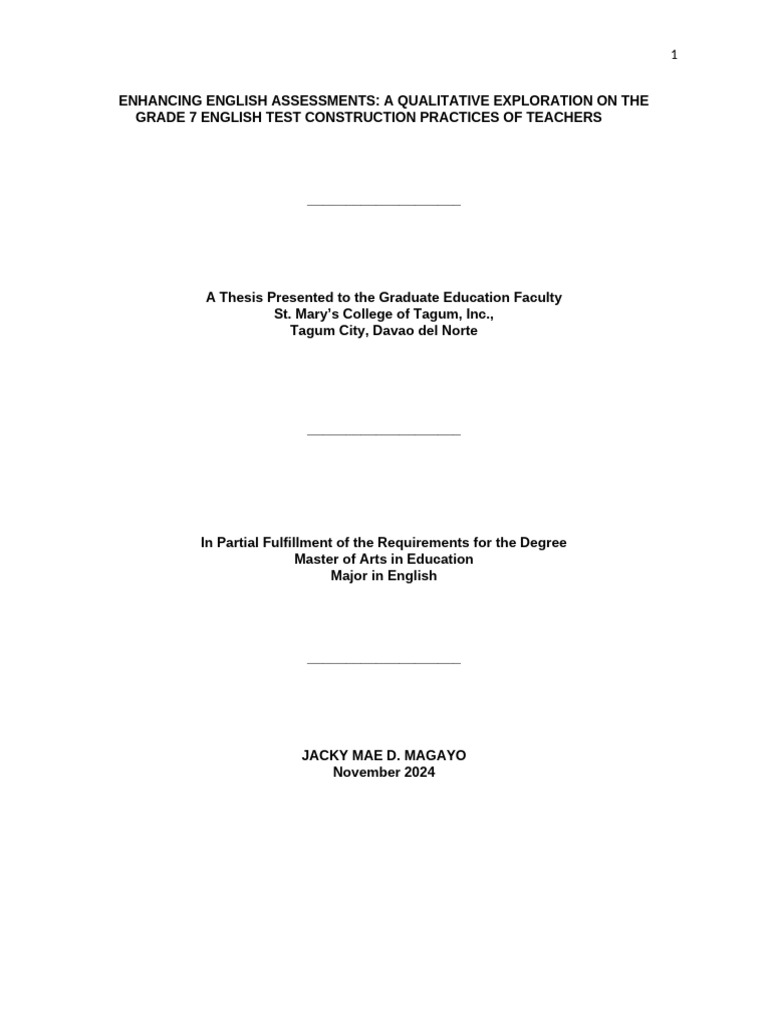 Chapter 1 Draft - Magayo | PDF | Educational Assessment | Reading ...