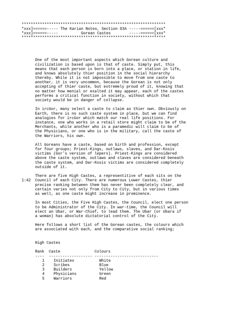 03A Castes | PDF | Gor