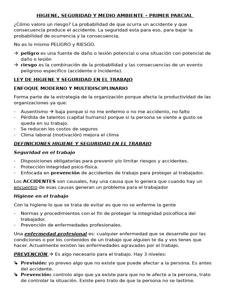 Resumen Primer Parcial Seg e Hig | PDF | ruido | Seguridad y salud ocupacional