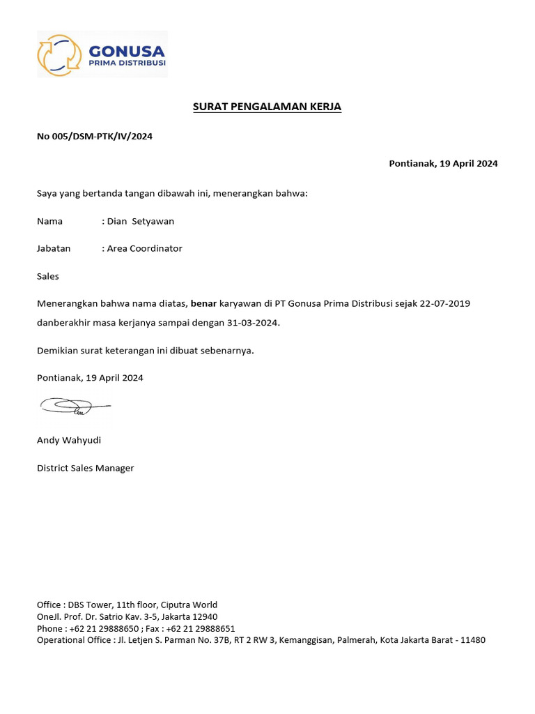 SPK PT Gonusa Dian Setyawan | PDF