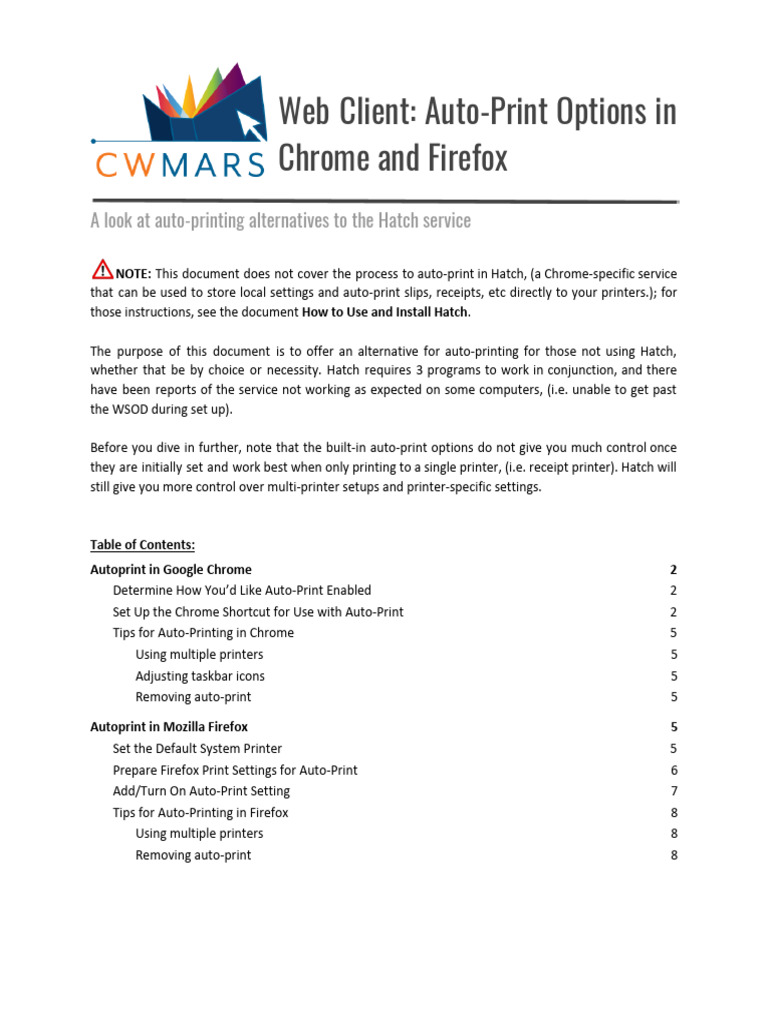 Auto-Print Setup for Chrome & Firefox | PDF | Icon (Computing) | Software