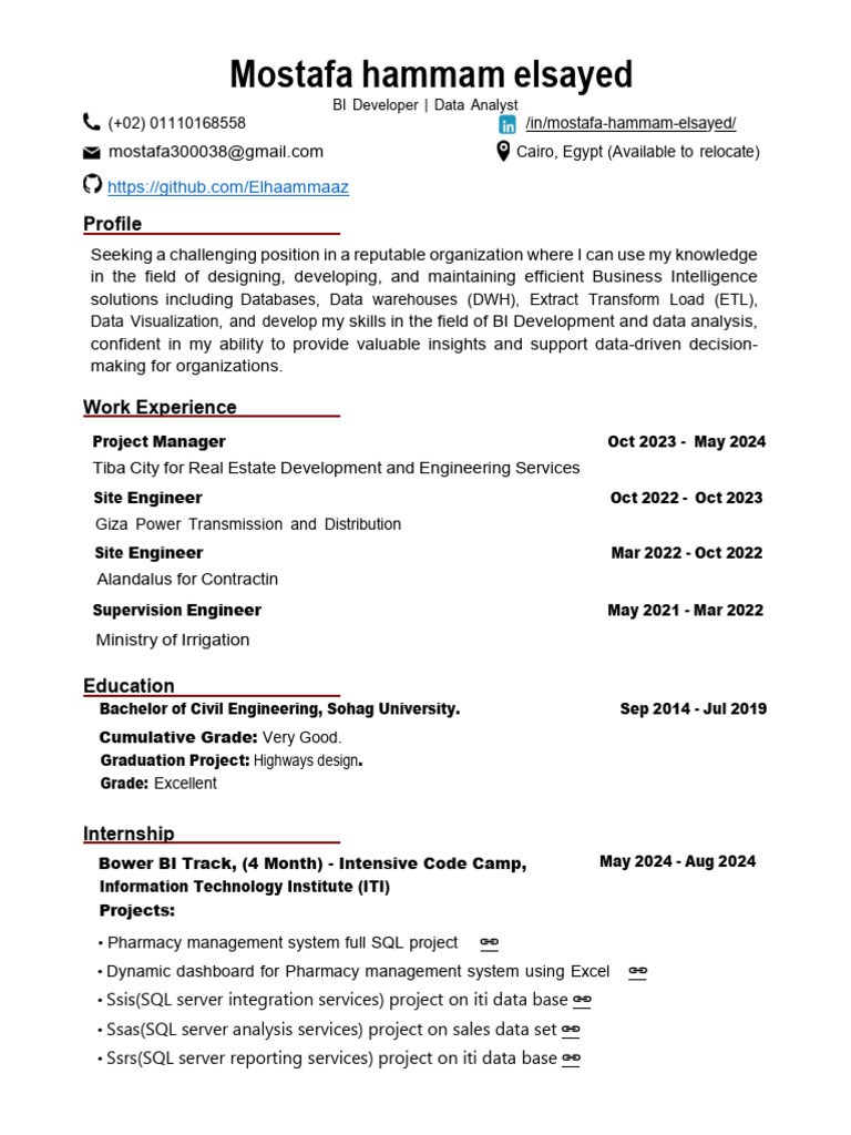 BI Developer & Data Analyst Resume | PDF | Microsoft Sql Server | Databases