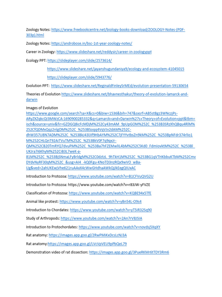 Zoology Notes Study Material Links | PDF | Zoology | Organisms