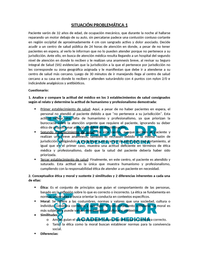 Situación Problemática 1 | PDF | Bioética | Moralidad