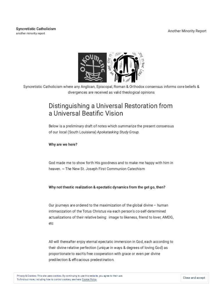 Distinguishing A Universal Restoration From A Universal Beatific Vision ...