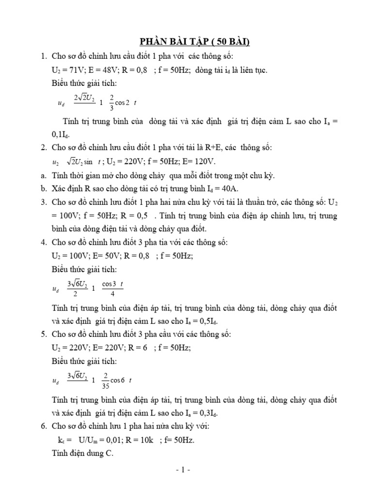 123doc Bai Tap Dien Tu Cong Suat Co Loi Giai | PDF