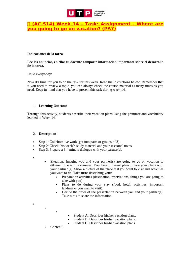? (AC-S14) Week 14 - Task Assignment - Where Are You Going To Go On ...