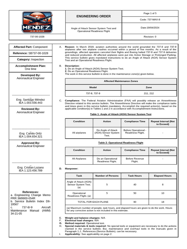 Engineering Order Mendez | PDF | Federal Aviation Administration ...