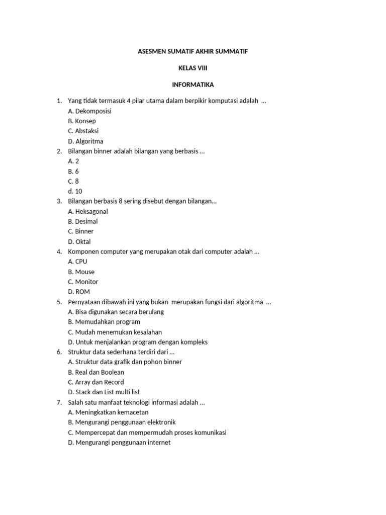 Pas Kelas 8 2024 | PDF