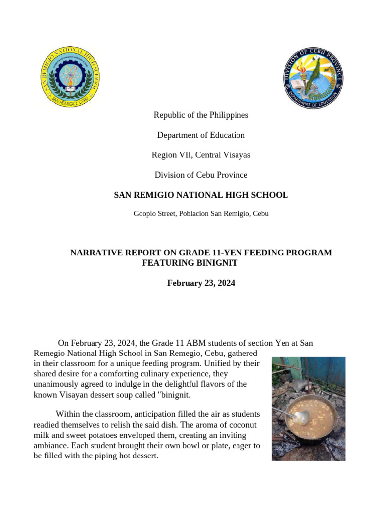 Narrative Report (Binignit G-11) | PDF | Foods | Cuisine