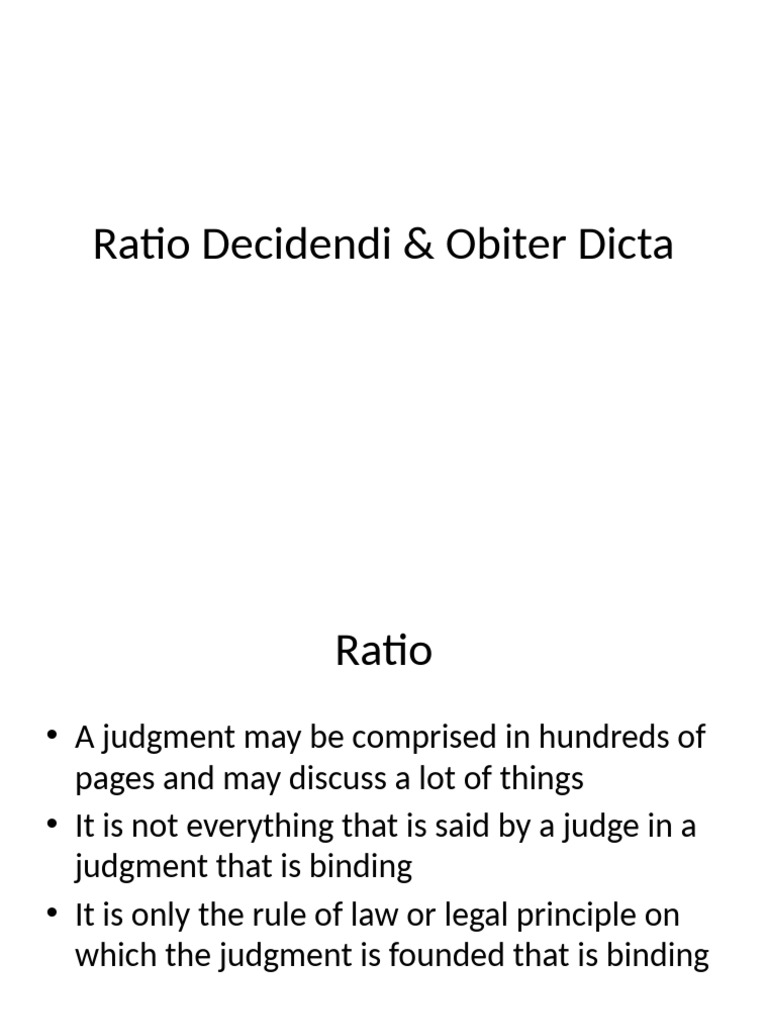 Understanding Ratio Decidendi and Obiter Dicta | PDF | Negligence ...