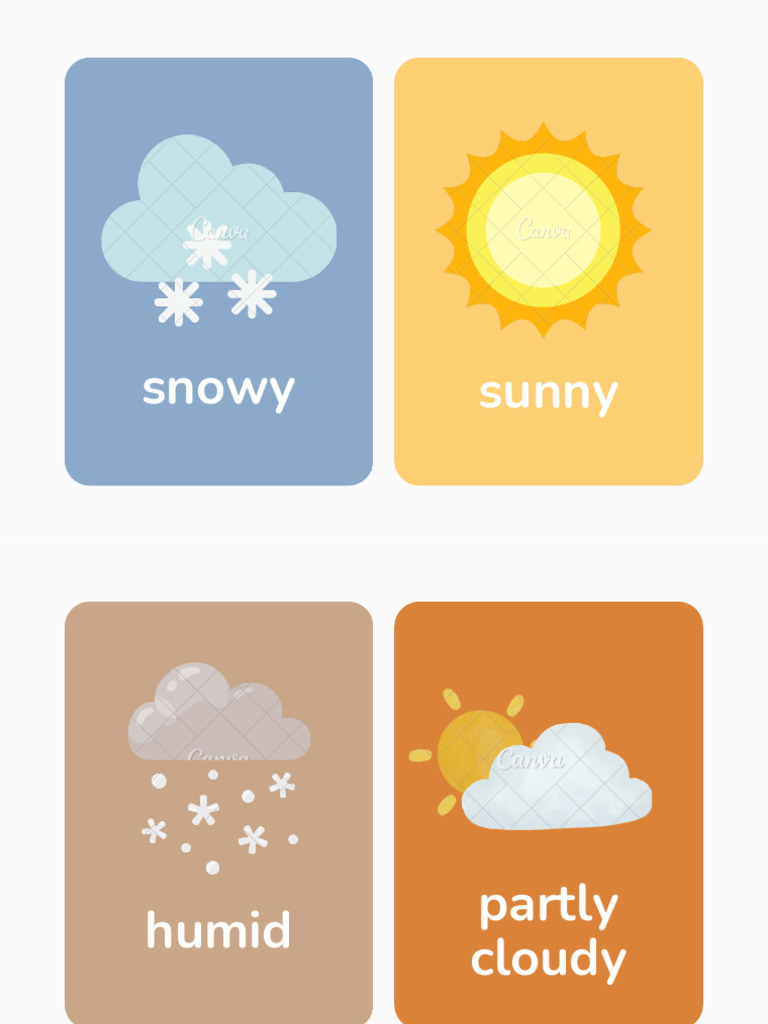 Colorful Illustration Weather Flashcards | PDF