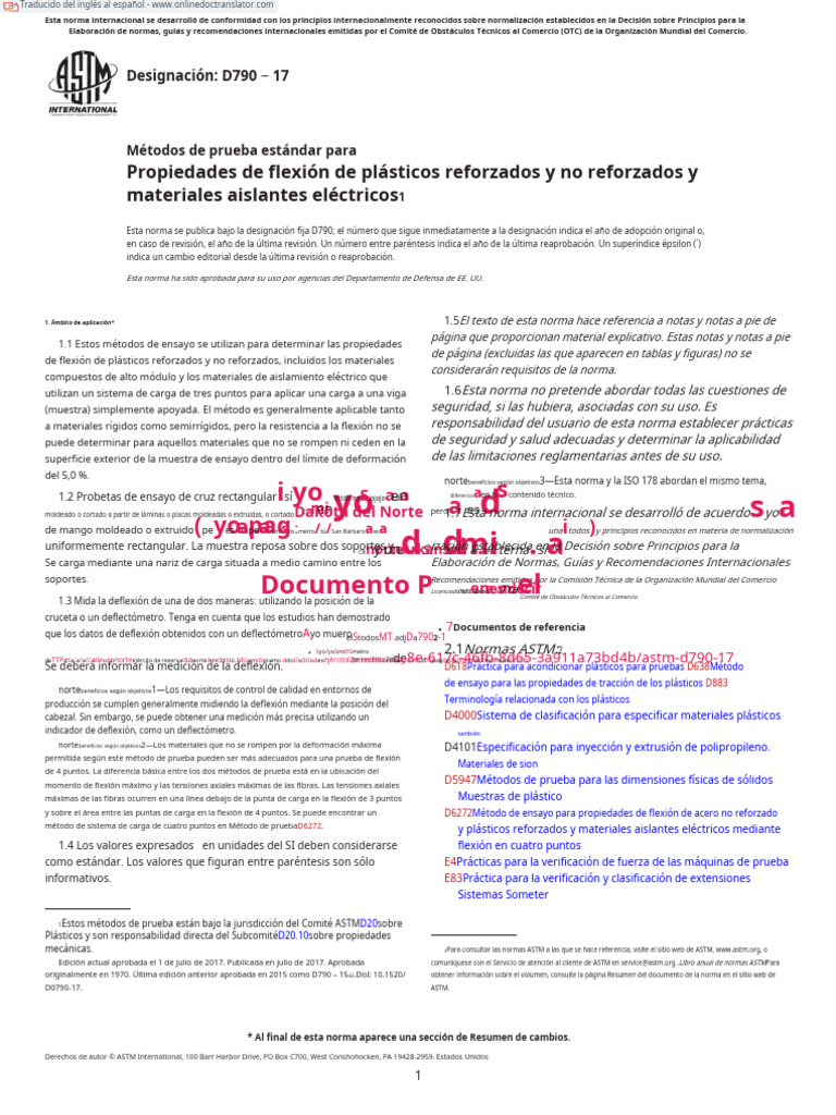 Métodos de prueba ASTM D790-17 | PDF | Viga (Estructura) | Deformación ...