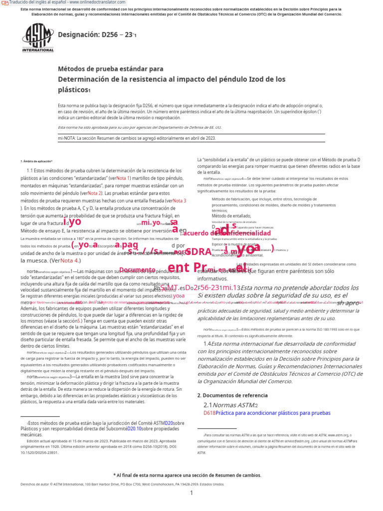 ASTM-D256-23e1 en Es | PDF | Fractura | Deformación (ingeniería)
