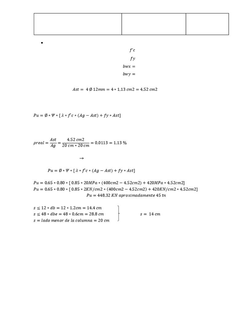 11) Dimensionamiento Columna Ejercicio 1 | PDF