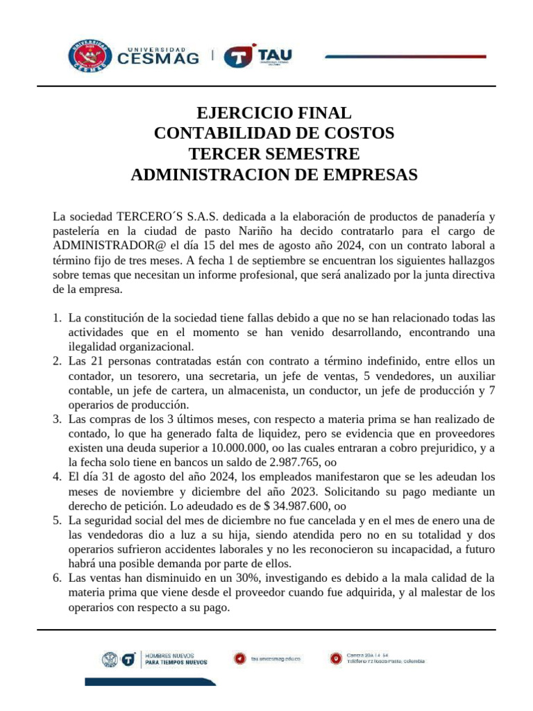 Ejercicio Final | PDF | Contabilidad | Business