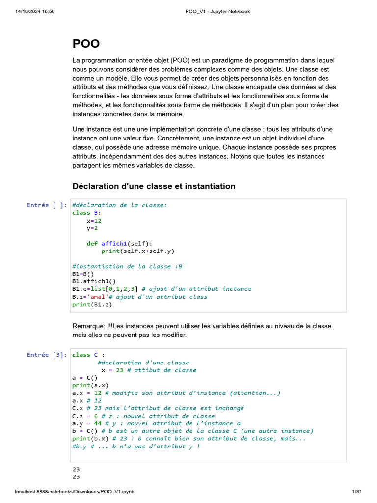 POO - V1 - Jupyter Notebook | PDF | Classe (informatique ...