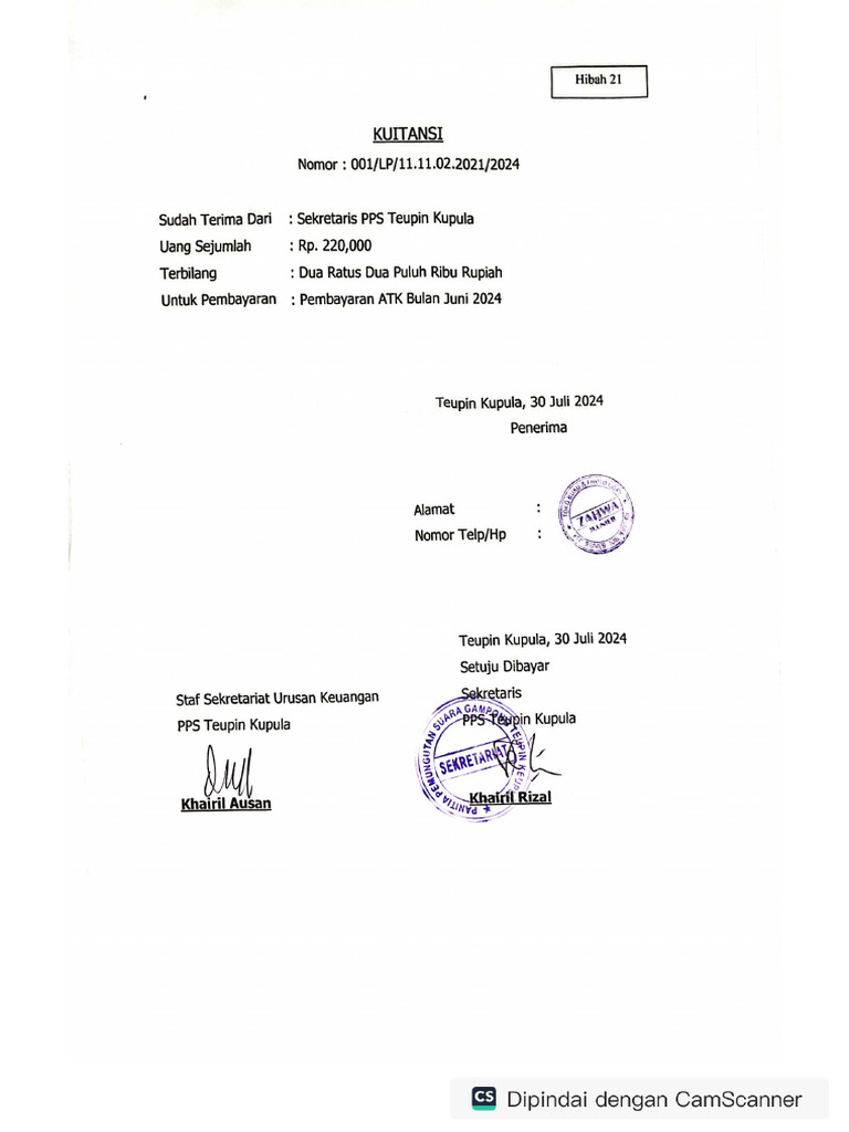 Kuitansi ATK | PDF