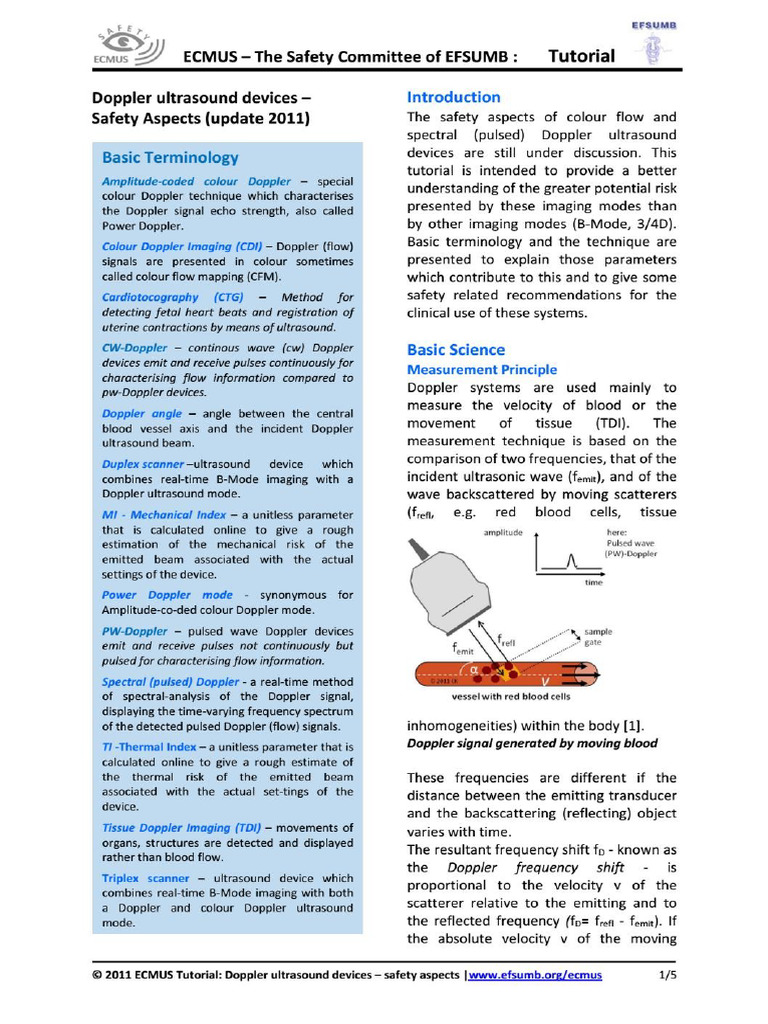 Doppler Ultrasound Safety Aspects - 2011 | PDF