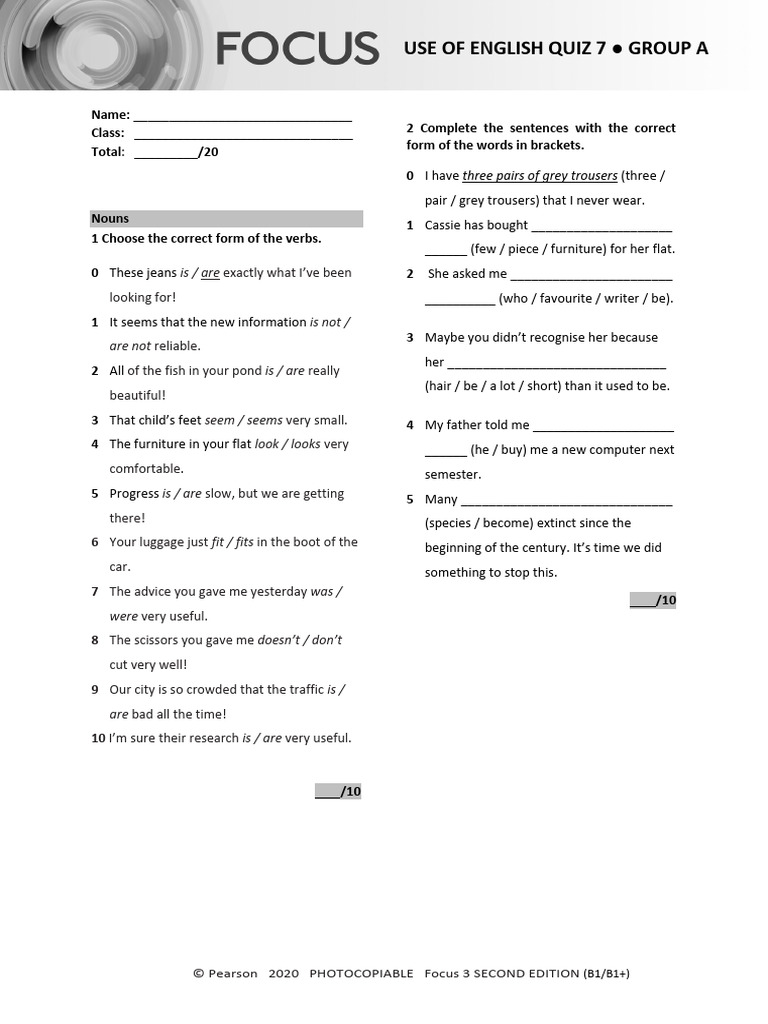 English Grammar Quiz for Students | PDF | Language Mechanics | Languages