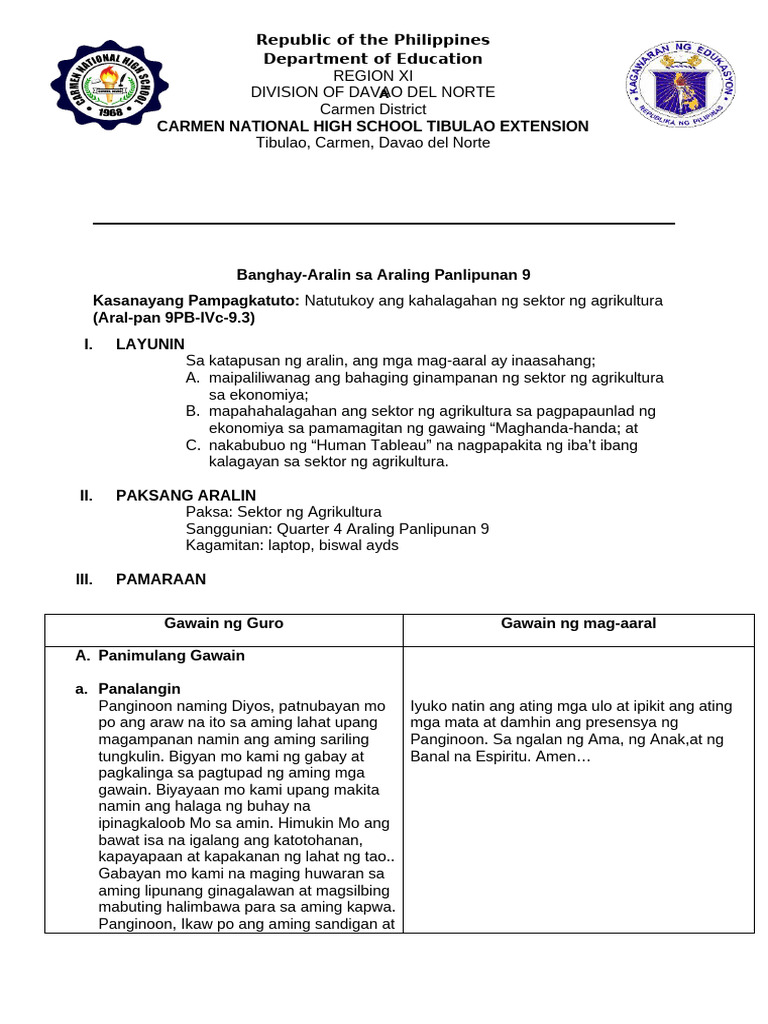 Sektor NG Agrikultura LP | PDF