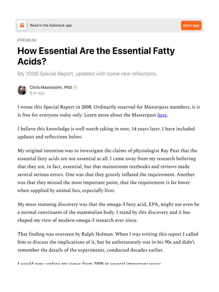How Essential Are The Essential Fatty Acids? | PDF | Omega 3 Fatty Acid ...