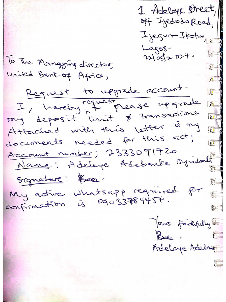 Upgrade Letter Document | PDF