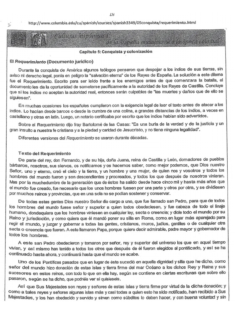 Requerimiento (Juan López Palacios Rubios) | PDF