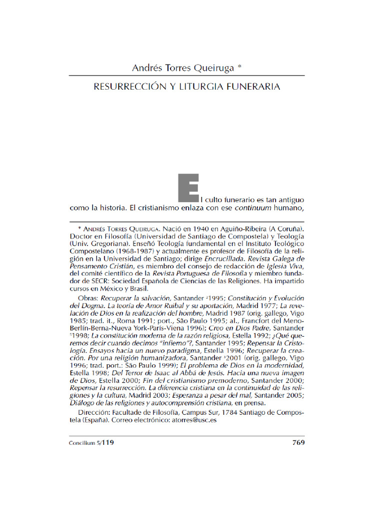 Resurreccion y Liturgia Funeraria | PDF
