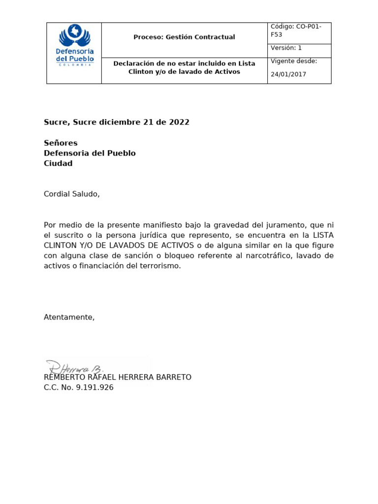 Formato Lista Clinton | PDF