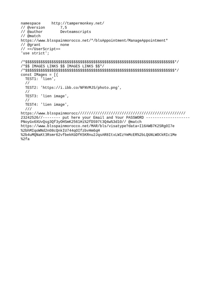 BLS Spain Morocco Appointment Script | PDF