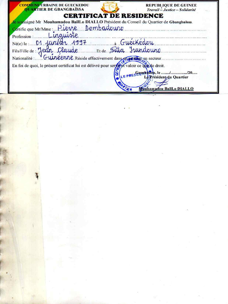 certificats de residence | PDF