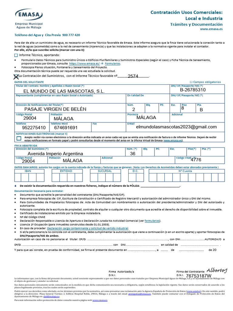 Informe Técnico para Suministro de Agua | PDF | Documento de identidad