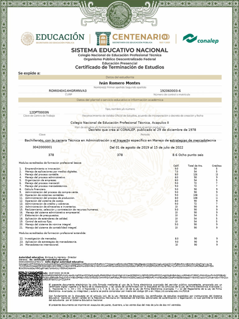 Certificado Conalep | PDF | Comunicación | Marketing