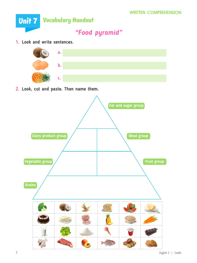 Vocabulary - Food Pyramid 3ER GRADO | PDF | Wellness