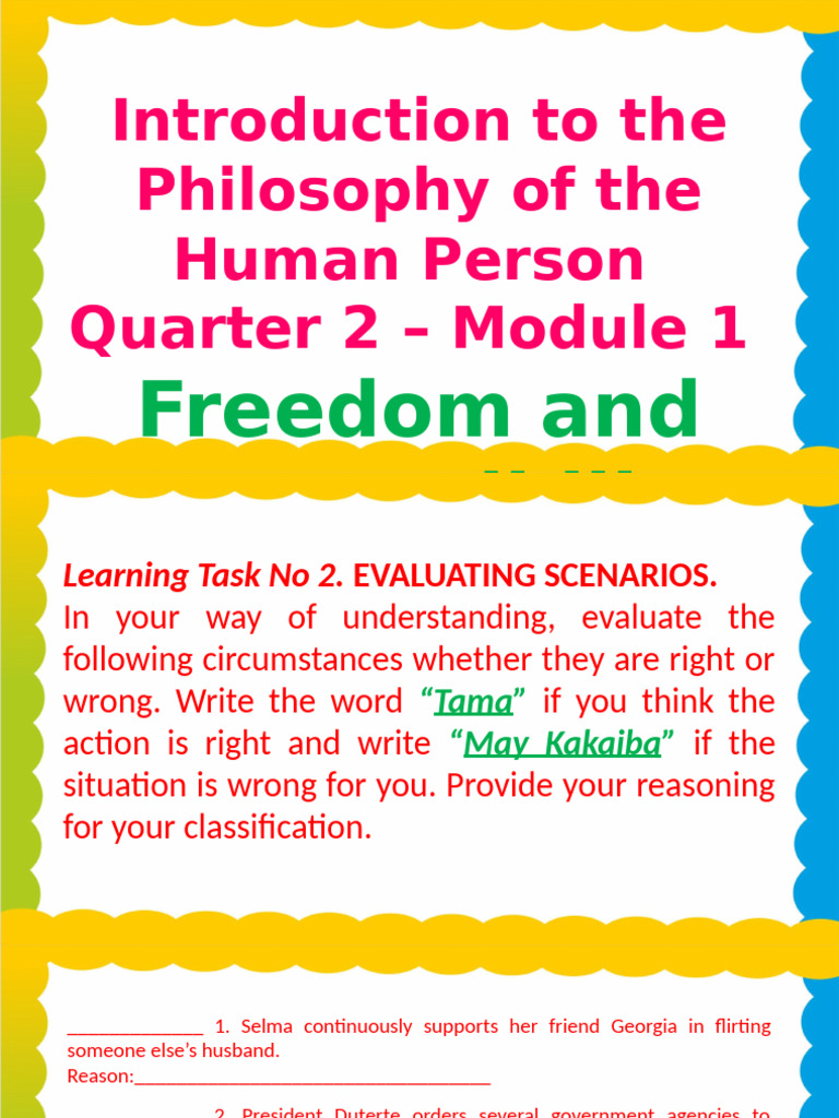 Philosophy Lesson1 Freedom | PDF | Reason