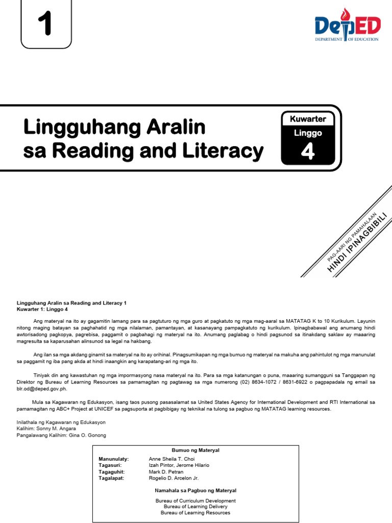 LE - Q2 - W4 - Reading and Literacy | PDF | Vocabulary | Word