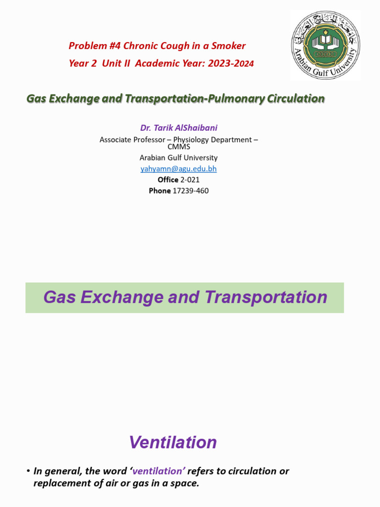 4 Gas Exchange and Transportation - Pulmonary Circulation 2023-2024 ...