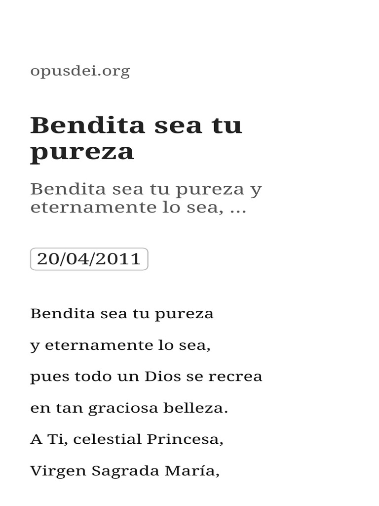 Bendita Sea Tu Pureza | PDF | Religión y espiritualidad