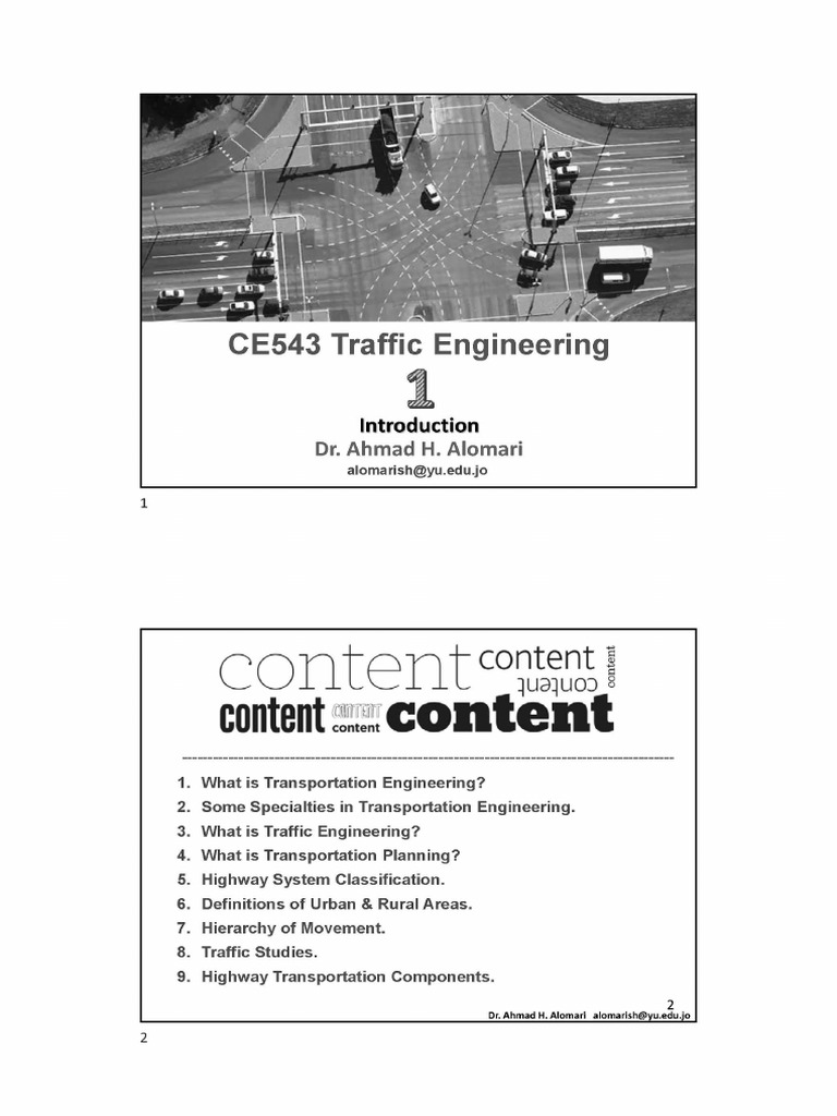 1 - CE543 Introduction To Traffic Engineering | PDF