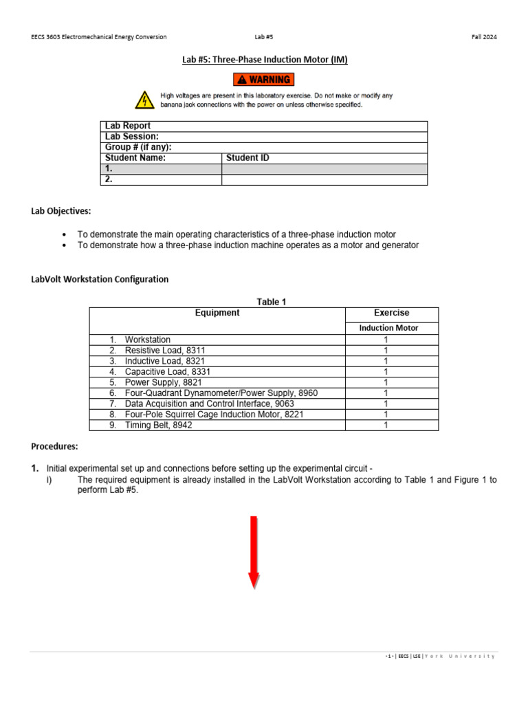LAB#5 3-Phase Induction Motor F24 | PDF | Power Supply | Electric Generator