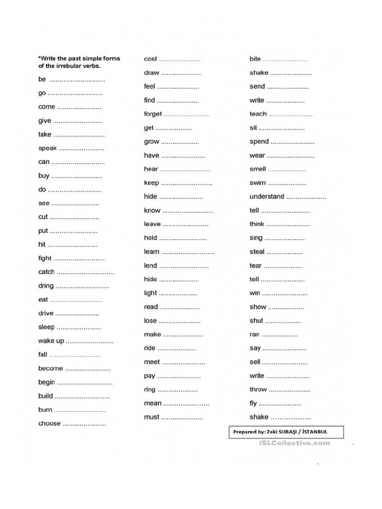 Irregular Verbs Exercise | PDF